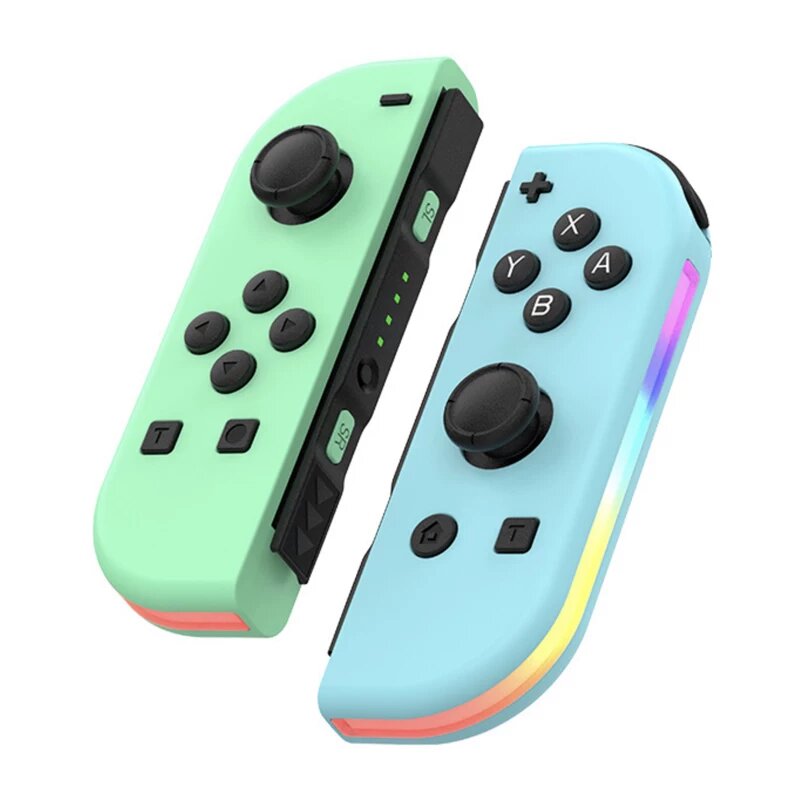Зеленый контроллер для Nintendo Switch Joy-Con с подсветкой RGB в стиле Animal Crossing, беспроводной Bluetooth