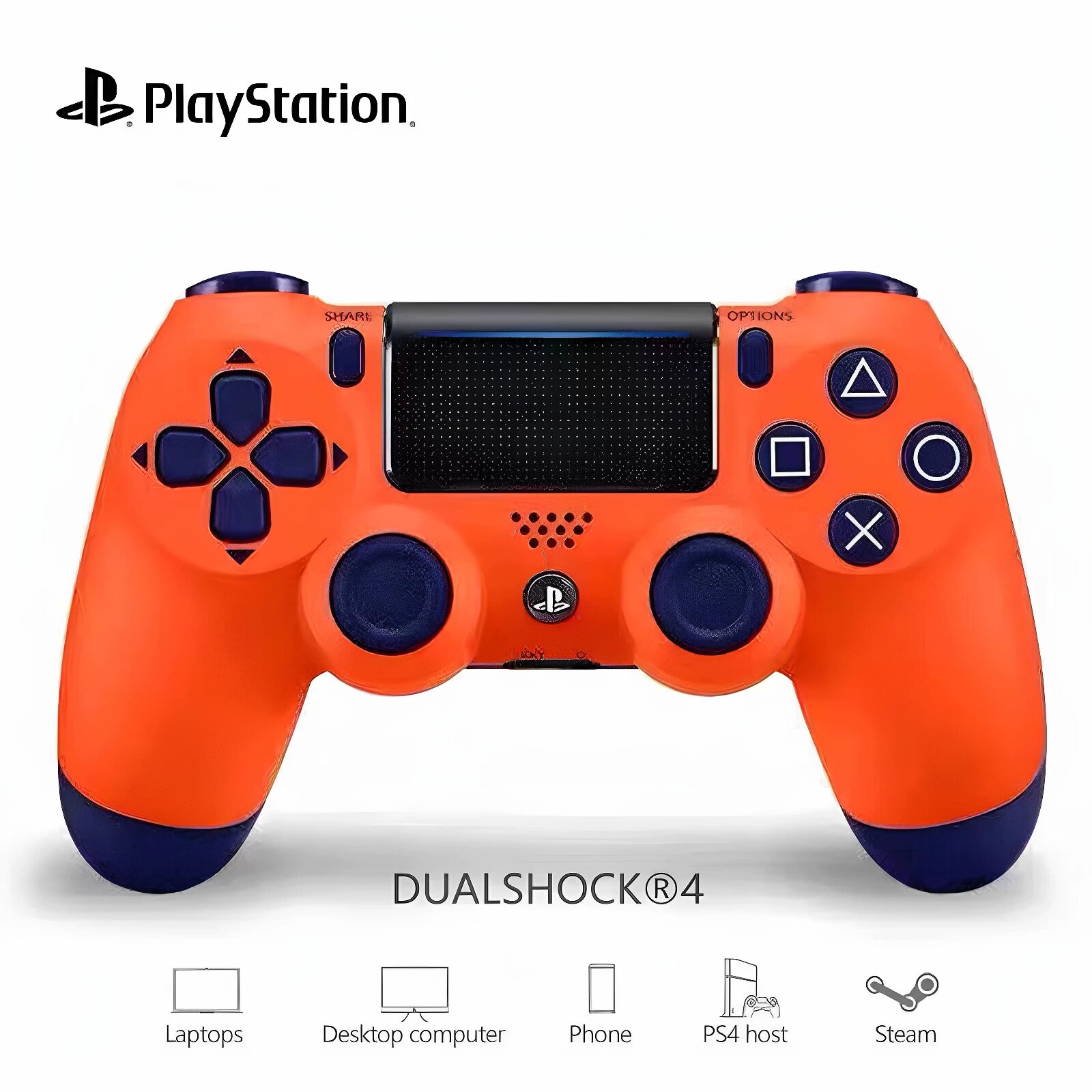 Беспроводной Bluetooth-контроллер PS4 для Android, смартфона, ПК и Steam — Оранжевый