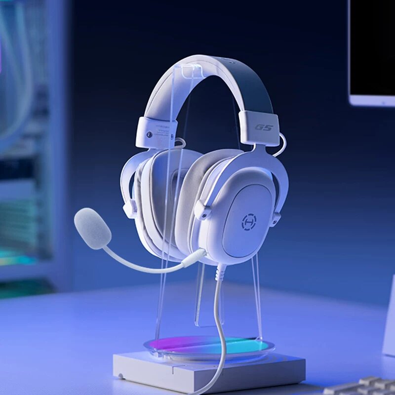 HECATE G5 Игровые Наушники USB с Микрофоном Накладные Для ПК Э-спорт Баттл Ройял Серебристо-Белый