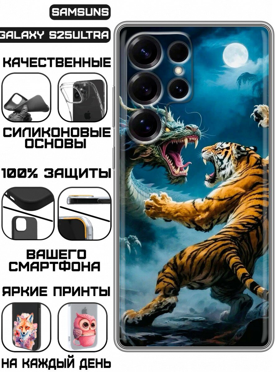 Чехол для Samsung Galaxy S25 Ultra с принтом Тигр (Самсунг Галакси С25 Ультра)