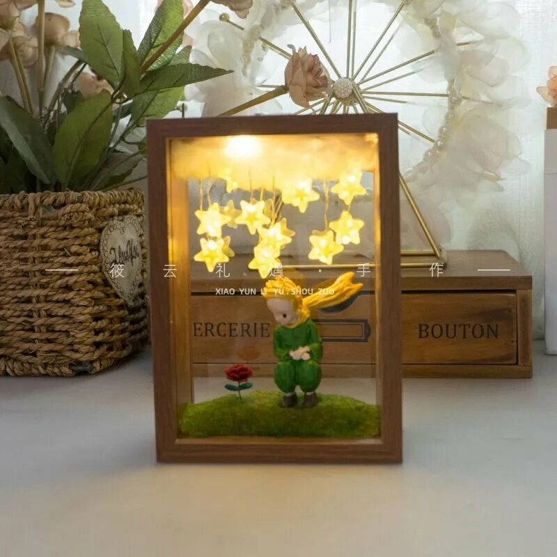 Ночник "Маленький принц и звездное небо", DIY фоторамка, подарок на день рождения подруги