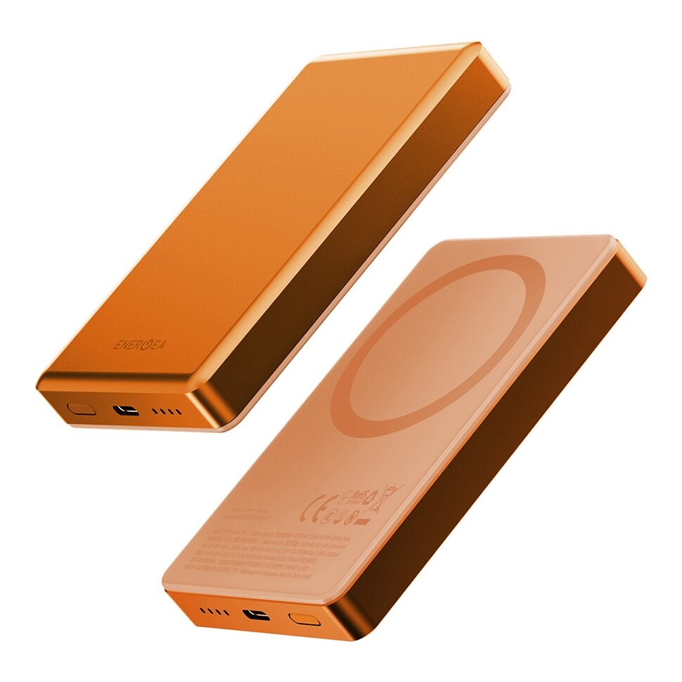 Energea АКБ AluPac 10K (сертификация CCC), 10000W, с магнитами MagSafe 15W, USB-C PD20W, Orange