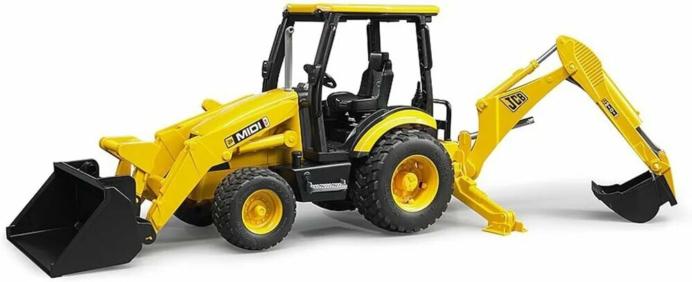 Модель экскаватора-погрузчика Bruder JCB Midi CX в масштабе 1:16, высококачественный пластик, лицензированное производство в Европе, многофункциональность: экскаватор, трактор, погрузчик, ид