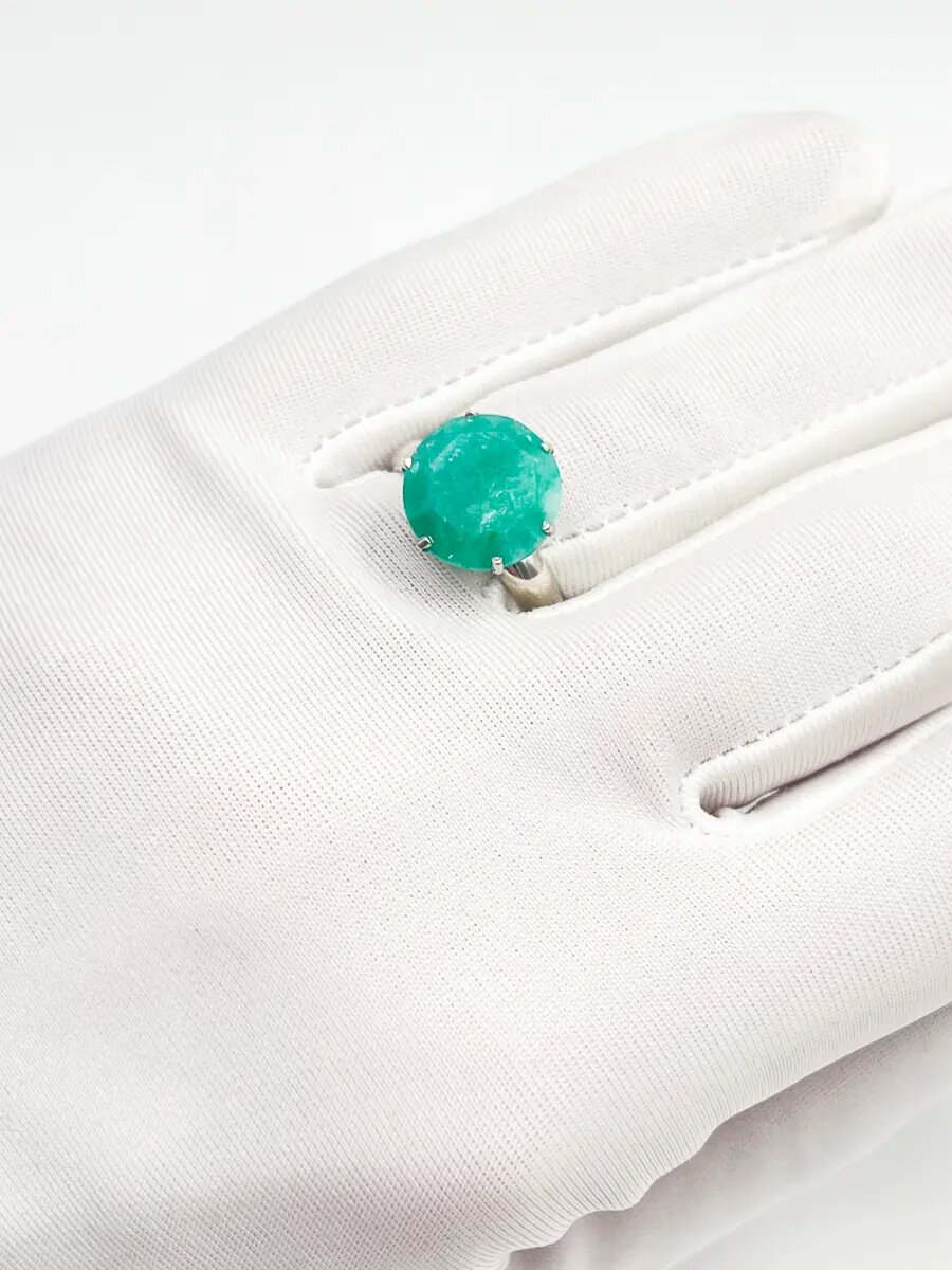 Кольцо, серебро, 925 проба, родирование, берилл