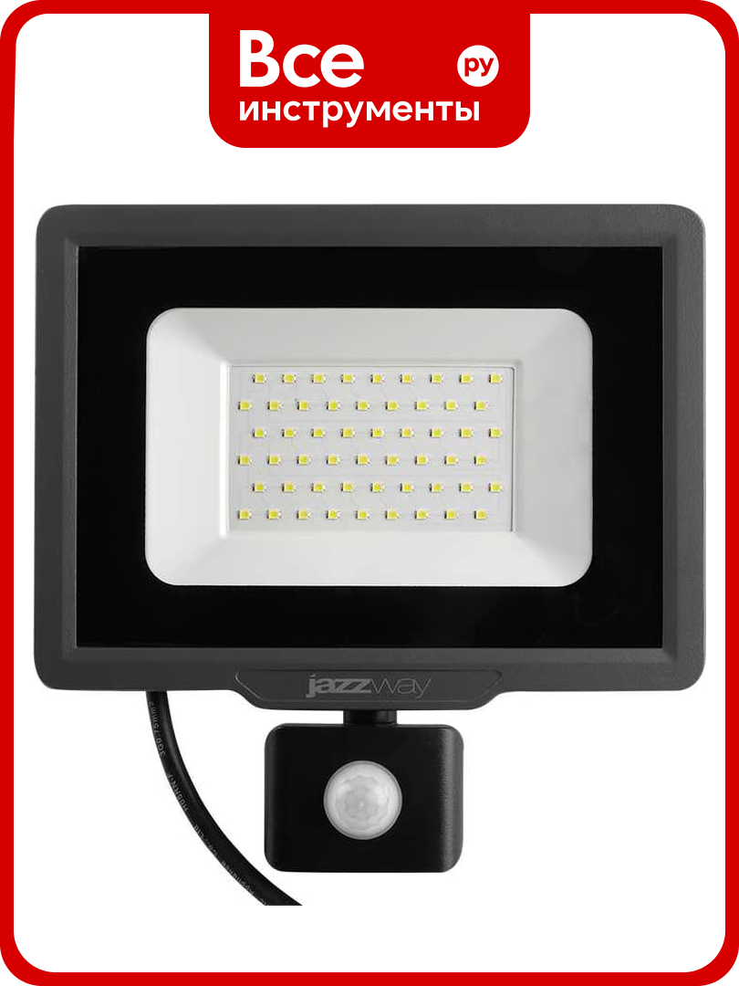 Светодиодный прожектор Jazzway PFL-C3 SENSOR 50Вт 6500К IP65 до закаленное прозрачное стекло A 5026940A