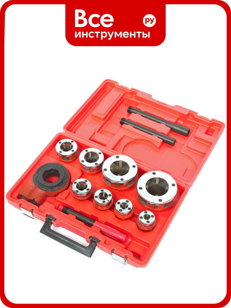 Набор клуппов Maxxter WT1065, для нарезания резьбы, 1/4-2", трещотка