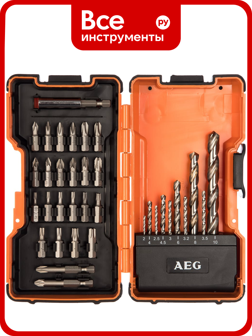 Набор сверл и бит 35 предметов AEG 4932352249 с шестигранным хвостовиком
