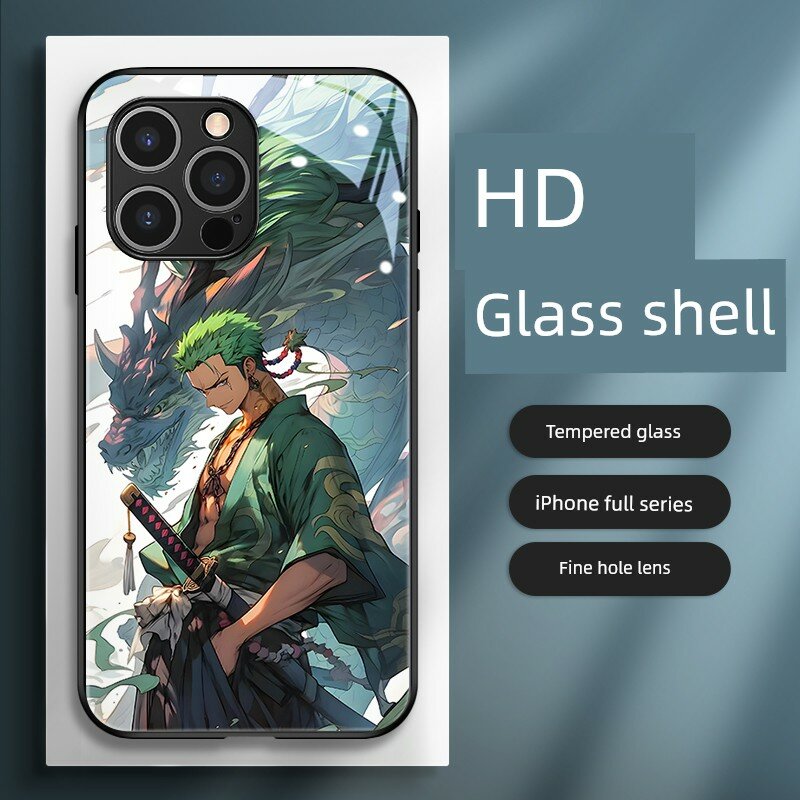Чехол из стекла с аниме-темой Один Пират для iPhone 16 Pro, древний стиль, премиальная защита, совместимость с линейкой