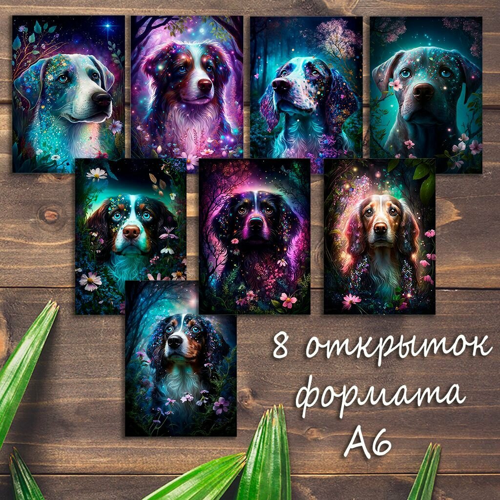 Большой набор открыток Собачка, 8 штук