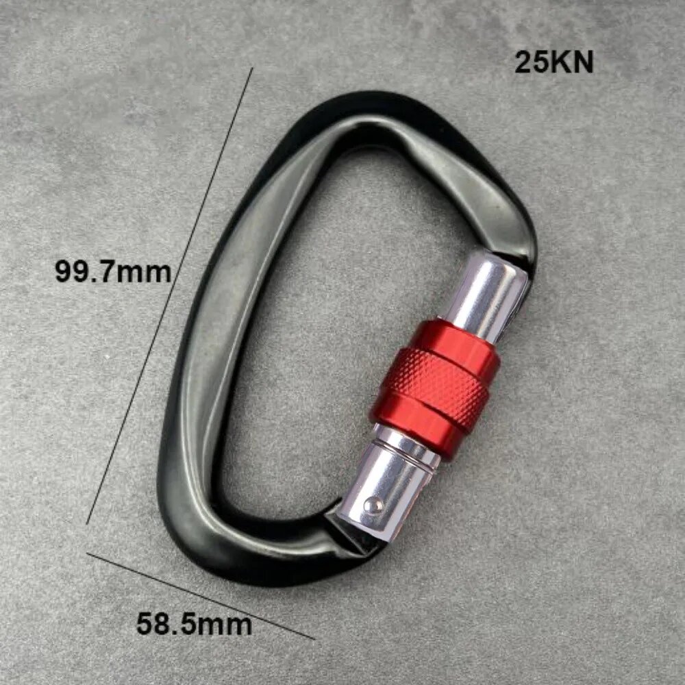 Страховочный карабин D-образный Black-Red 25KN