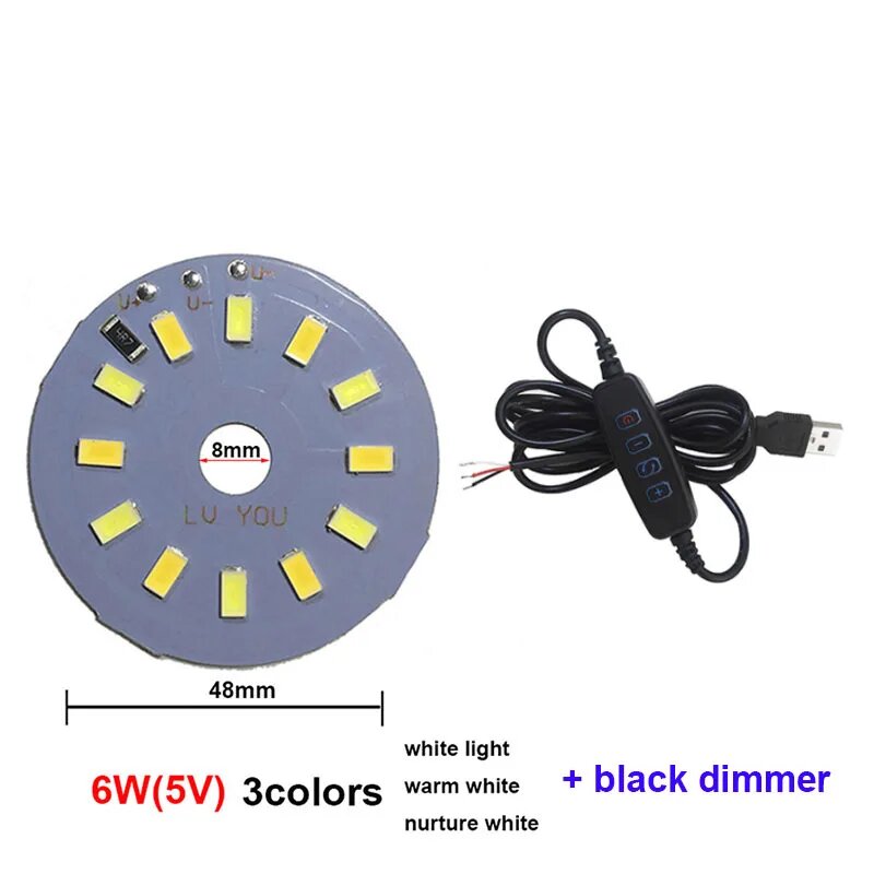 Светодиодная панель 6W, 3 цвета, с диммером