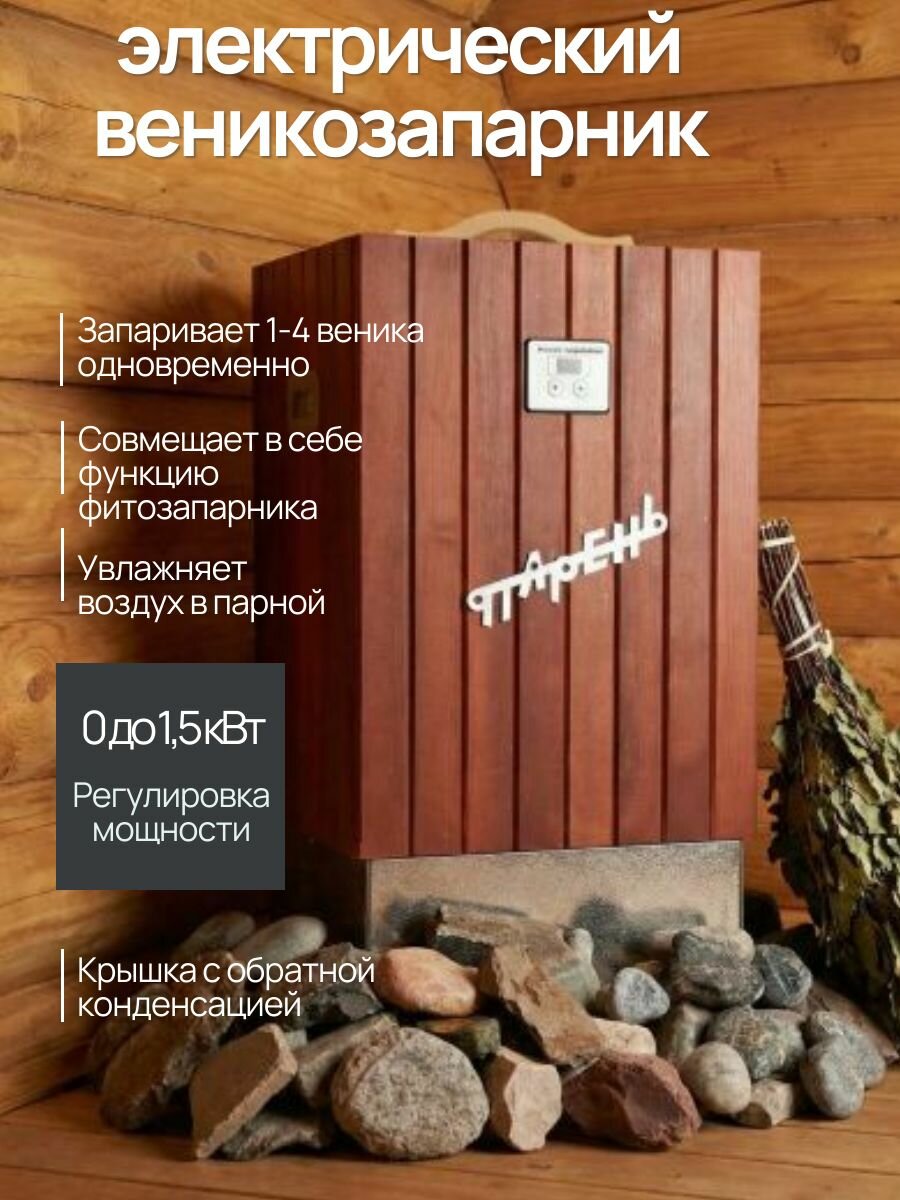 ЭлектроВеникоЗапарник "Парень" 0-1,5 кВт, 220 В (термо)