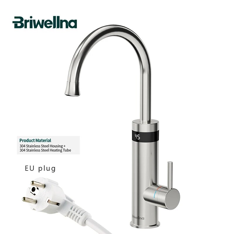 Кран для мгновенного горячего водопровода Briwellna Gunmetal Grey электрический кран для кухни 220V проточный нагреватель кран электрический водонагреватель