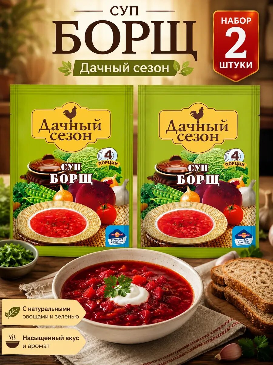 Набор 2 шт. Суп Дачный сезон Борщ варочный 50 г