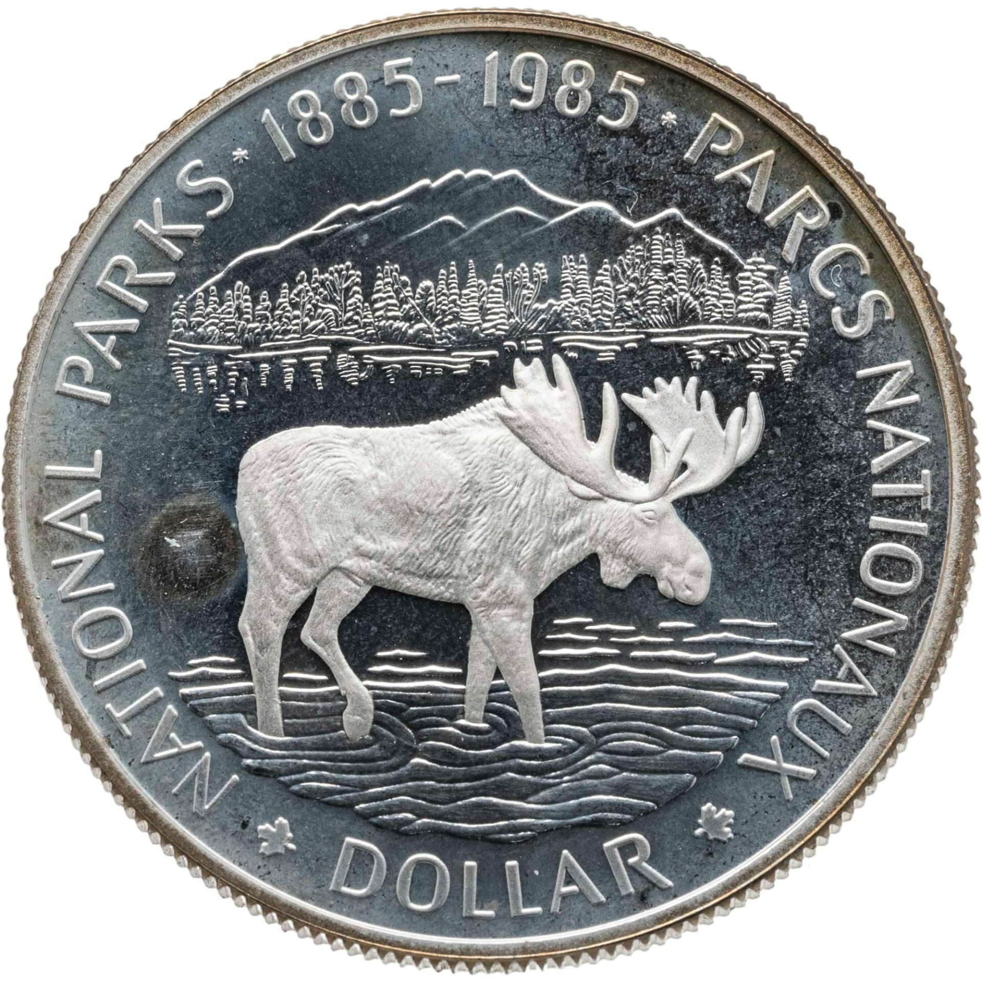 Канада 1 доллар dollar 1985 100 лет Национальным паркам, Серебро 500, в сохранности Proof