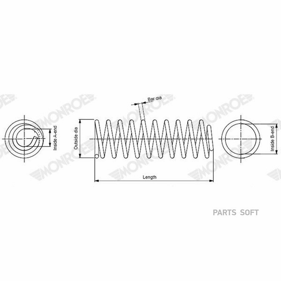 (169) SP4513 MONROE Пружина 4WD от официального дистрибьютора, MONROE, артикул SP4513