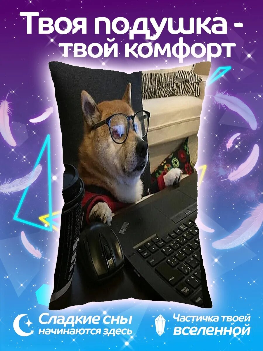 Подушка дакимакура Собака в очках