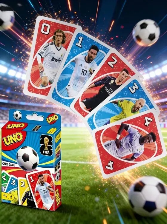 Карточная игра UNO Чемпионат мира 2026 (FIFA World Cup 2026) в колоде 108 карт. Настольная игра для компании, семьи и вечеринок. Подарок болельщику футбола.