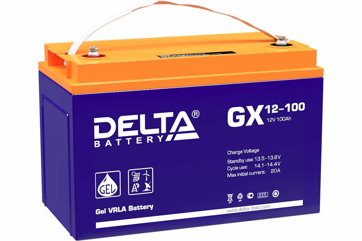 Аккумуляторная батарея DELTA GX 12-100 GEL (12V / 100h) синий/оранжевый