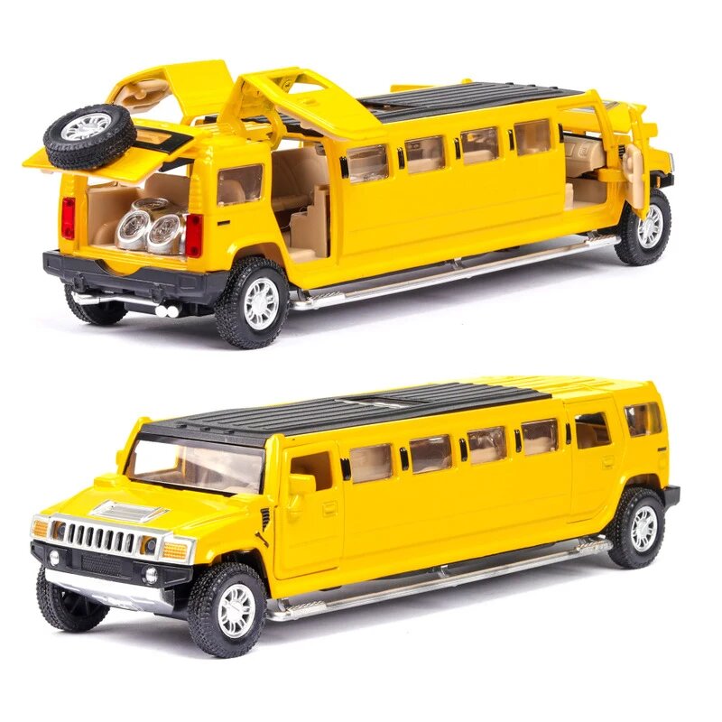 Металлическая модель автомобиля Hummer H2 1:32 Желтый, Yellow