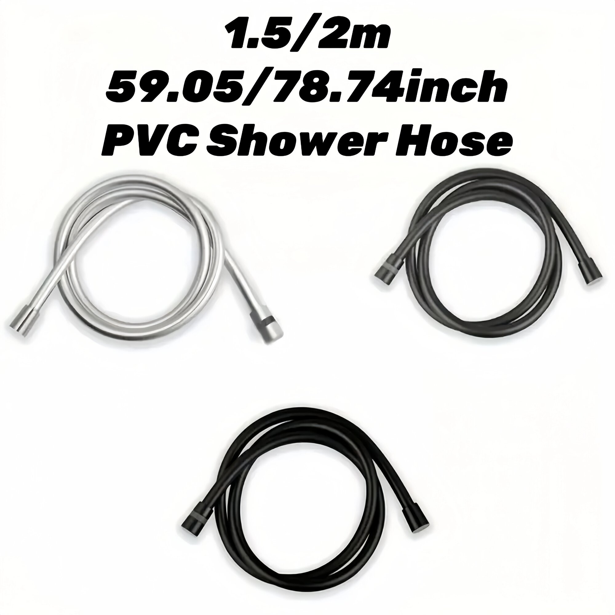 Душевой шланг Premium PVC 1,5/2 метра серебристый/серый/черный