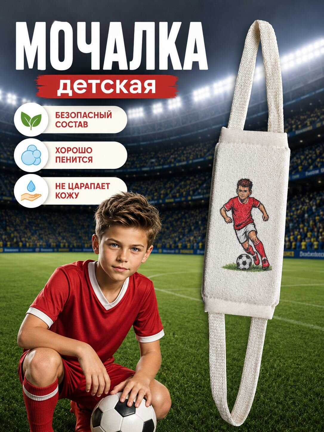 Мочалка для тела детская с ручками, мочалка для душа натуральная мягкая, для мальчика