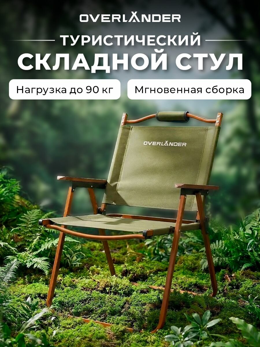 Кресло туристическое складное со спинкой Overlander, нагрузка до 90 кг