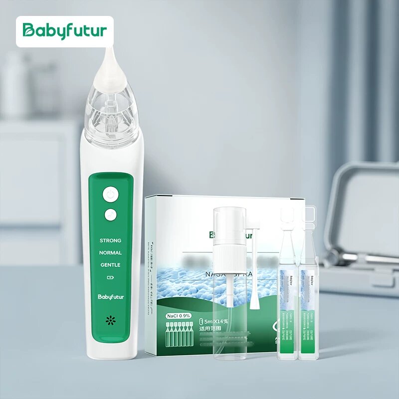 Babyfutur Электрический носовой аспиратор для младенцев с 16 бутылками солевого раствора 10 мл — уход на длительный