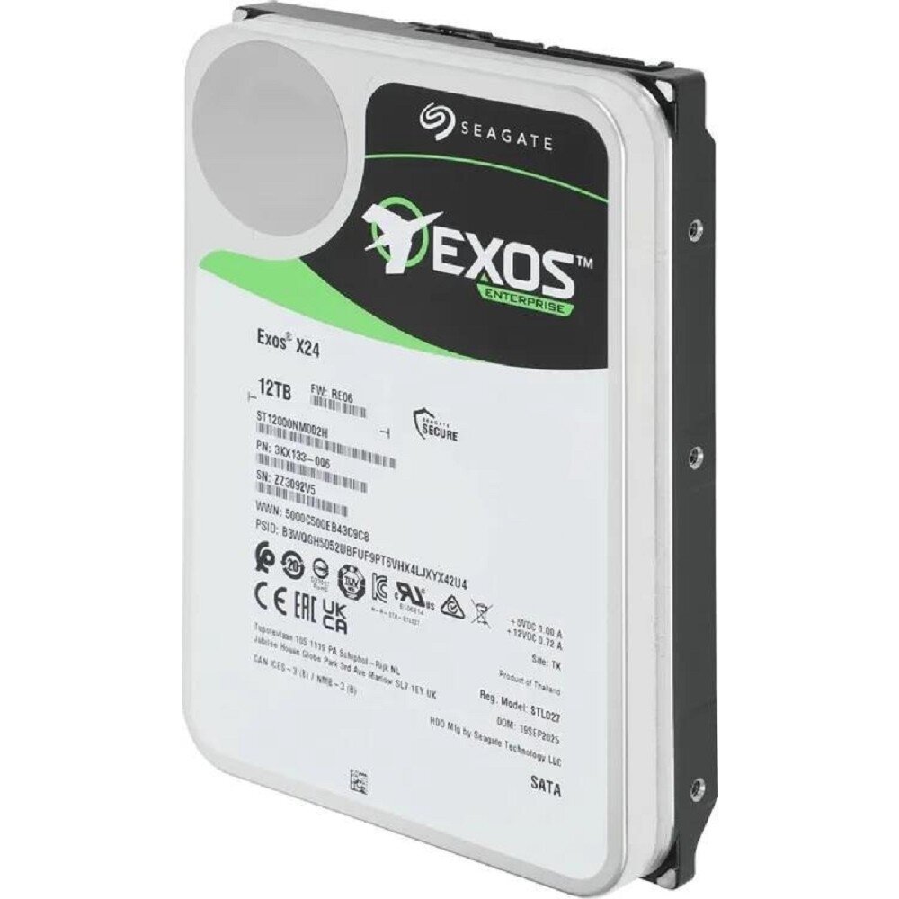 Жесткий диск 12TB Seagate Exos X24 (ST12000NM002H) SATA 6Gb/s, 7200 rpm, 512mb buffer, 3.5"