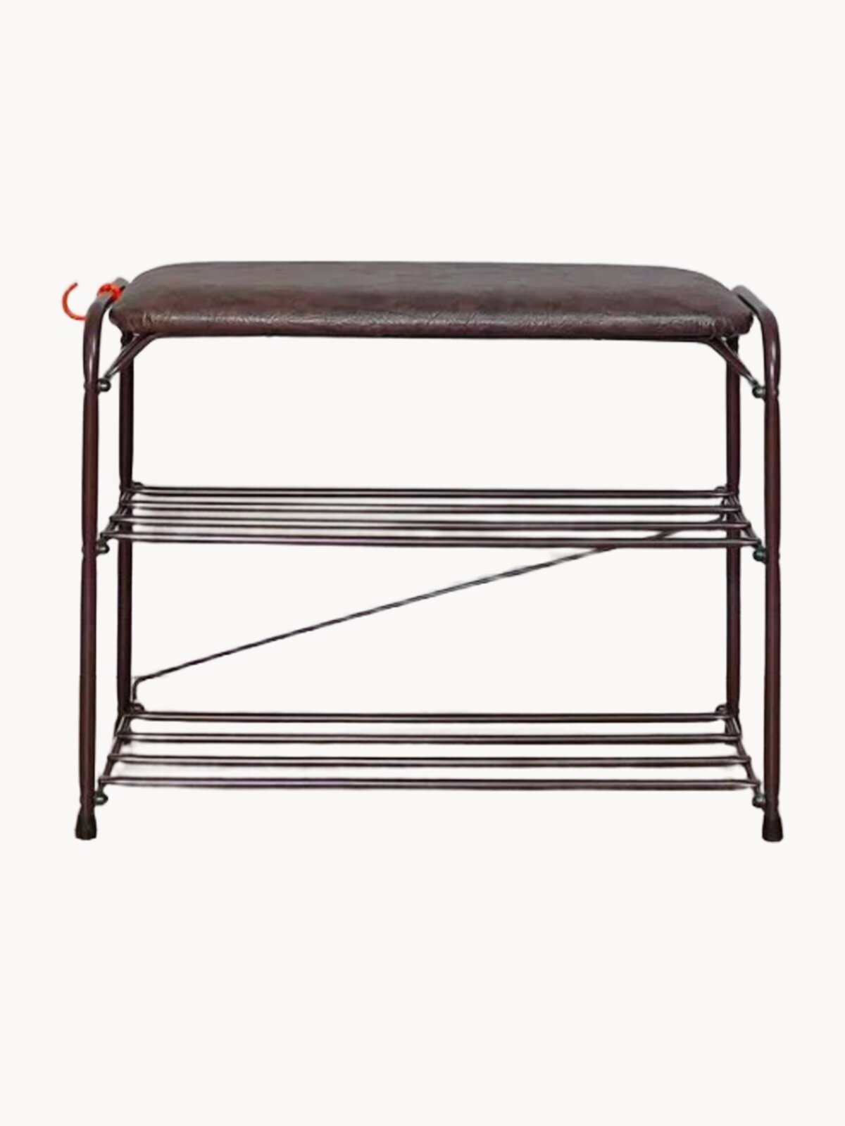 Обувница в прихожую с сиденьем узкая металлическая банкетка