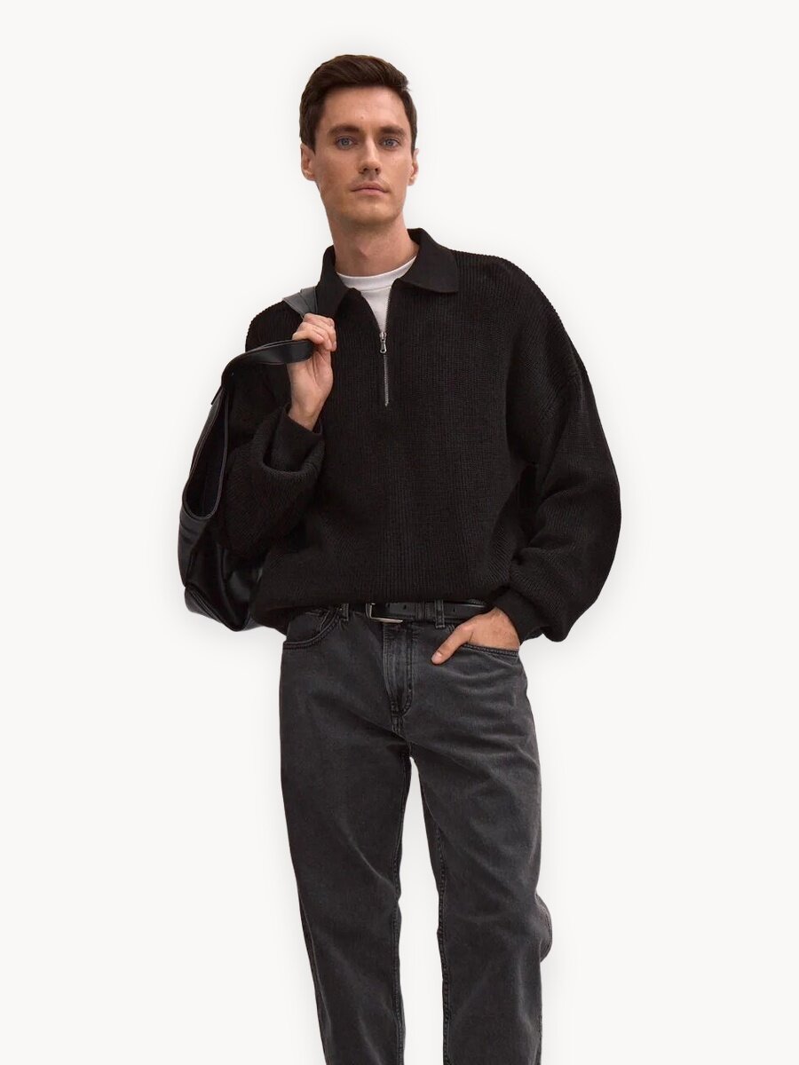 Свитер мужской, на молнии, вязаный