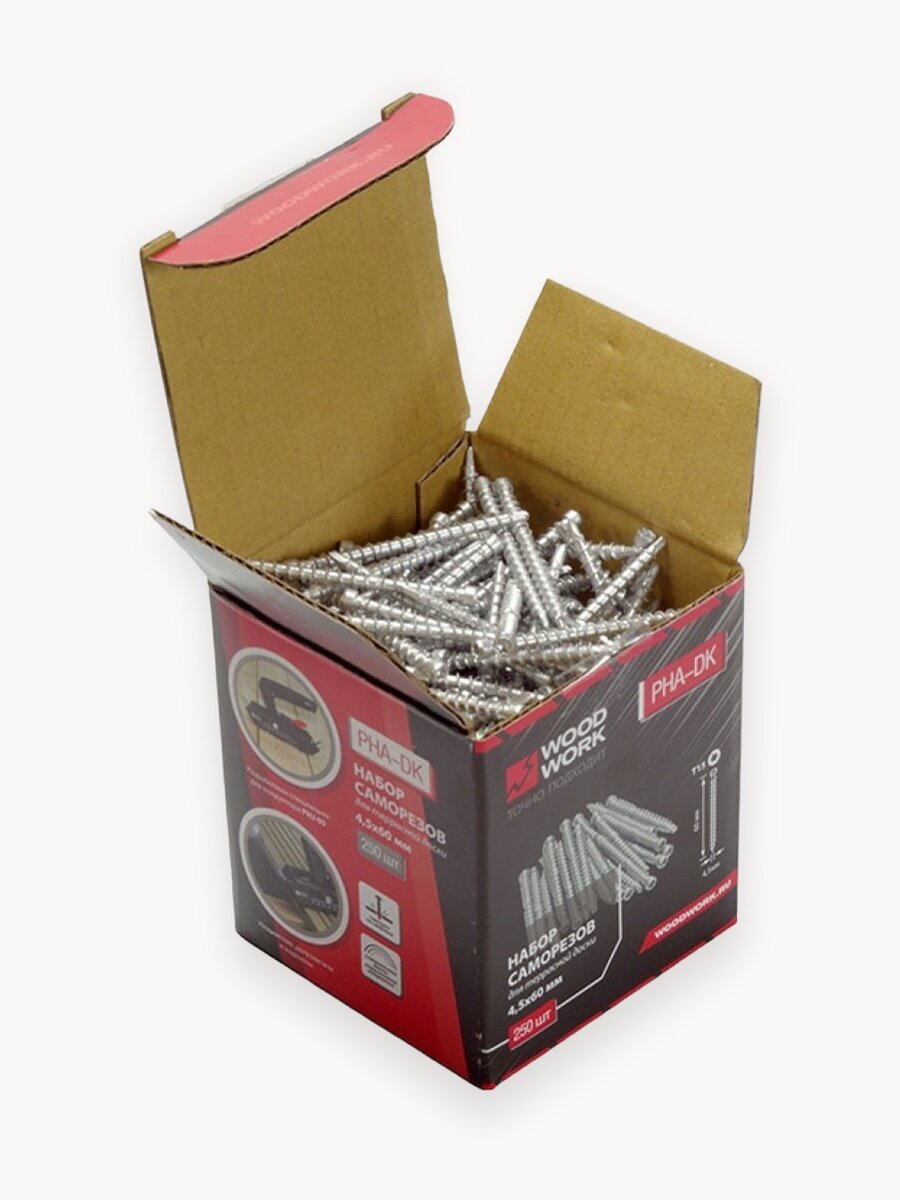 Набор саморезов 250 штук WOODWORK PHA-DK