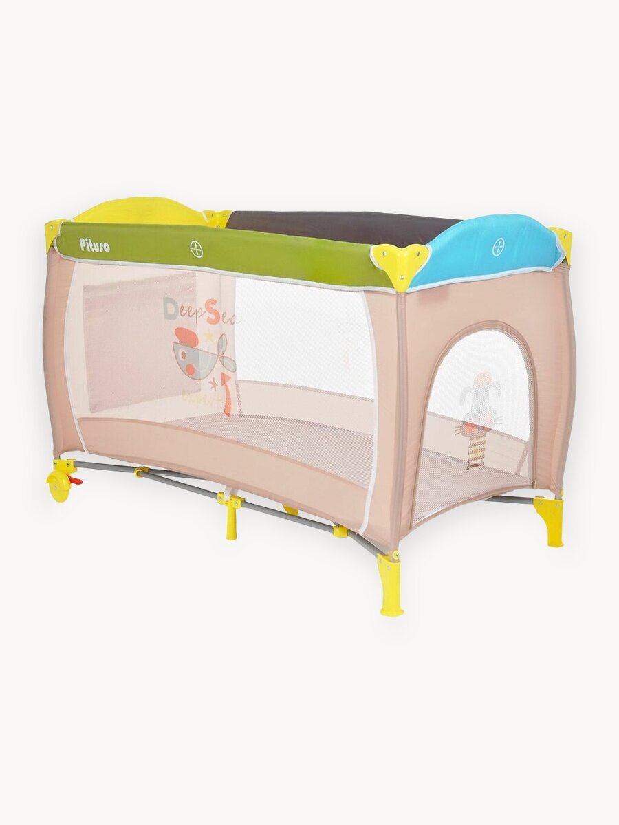 Манеж детский, кроватка Pituso Granada, 2 в 1, двухуровневая складная с лазом на молнии, разноцветный