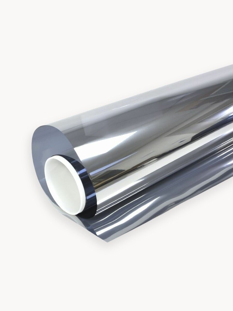 Зеркальная пленка для окон балкона Silver 15. Пленка на окна солнцезащитная - 75х300 см