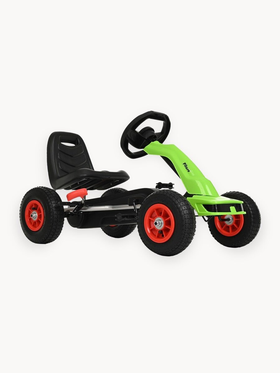 Веломобиль детский педальный, картинг Pituso "F638-1", надувные колеса, ручной тормоз, регулировка сиденья, цвет зеленый