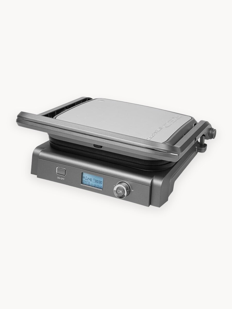 Электрогриль REDMOND SteakMaster RGM-M835D, двойные панели, пресс для стейков, цвет серый/металл