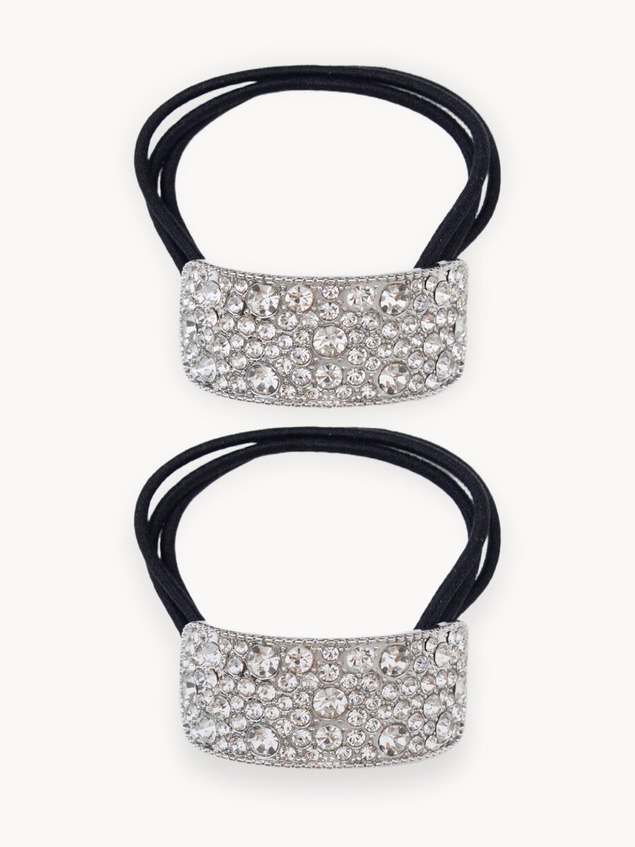 Набор резинок Sela "Детский", со стразами, для девочек, 40%, 35%, 25%, черный/серебристый