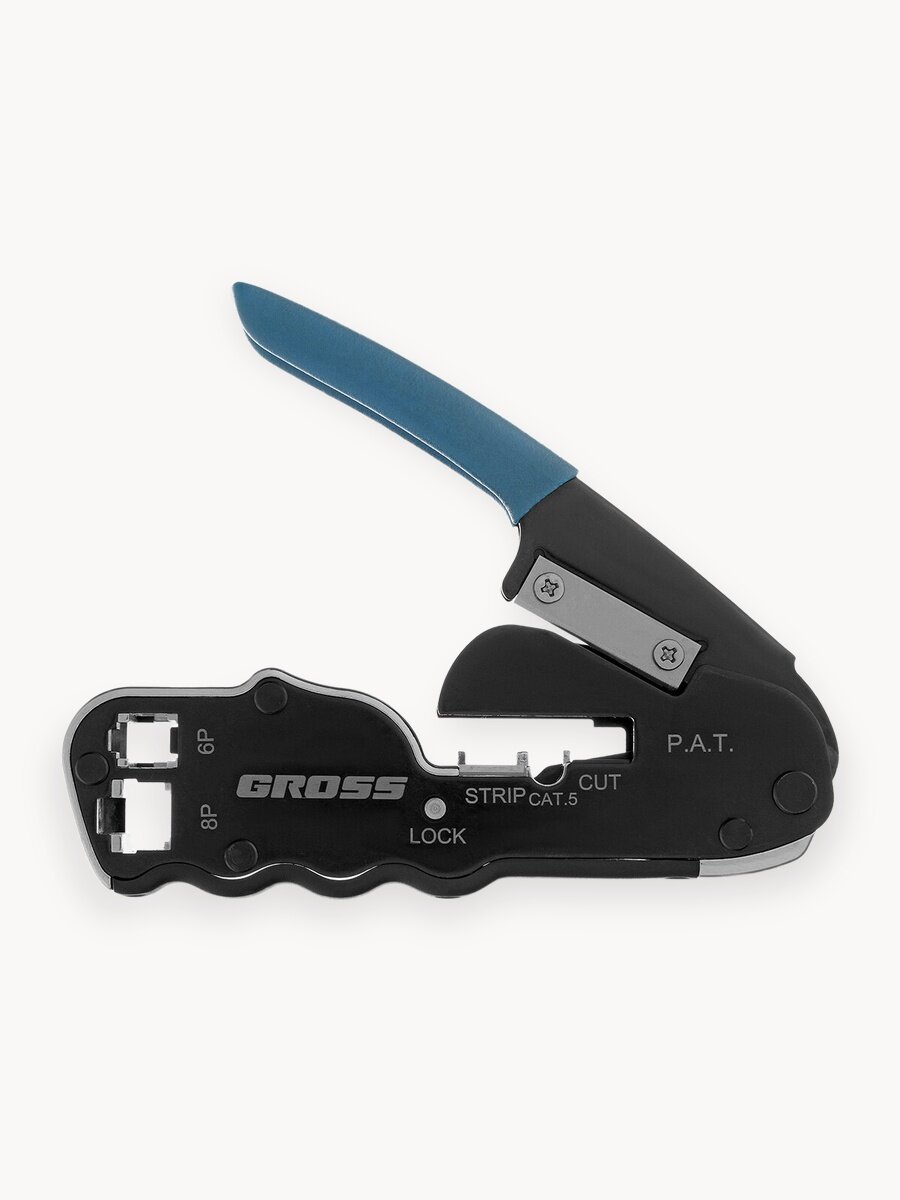 Кримпер для обжима клемм телефонных и компьютерных Gross, RJ45, 8P и RJ11/12, 6P, обрезка и зачистка CAT5, клещи, 17723
