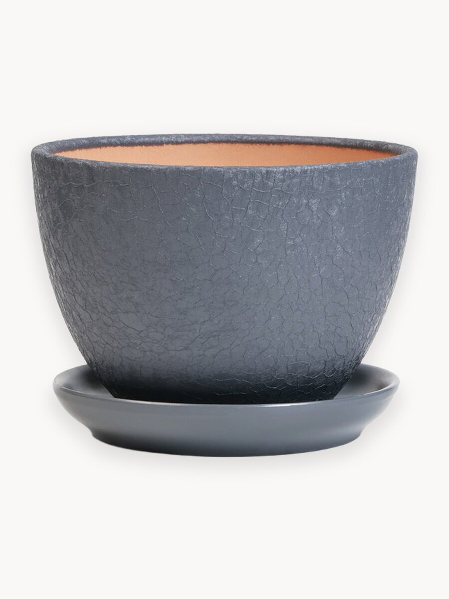 Горшок цветочный "Шелк" 1,65 л, керамический, с поддоном и дренажным отверстием