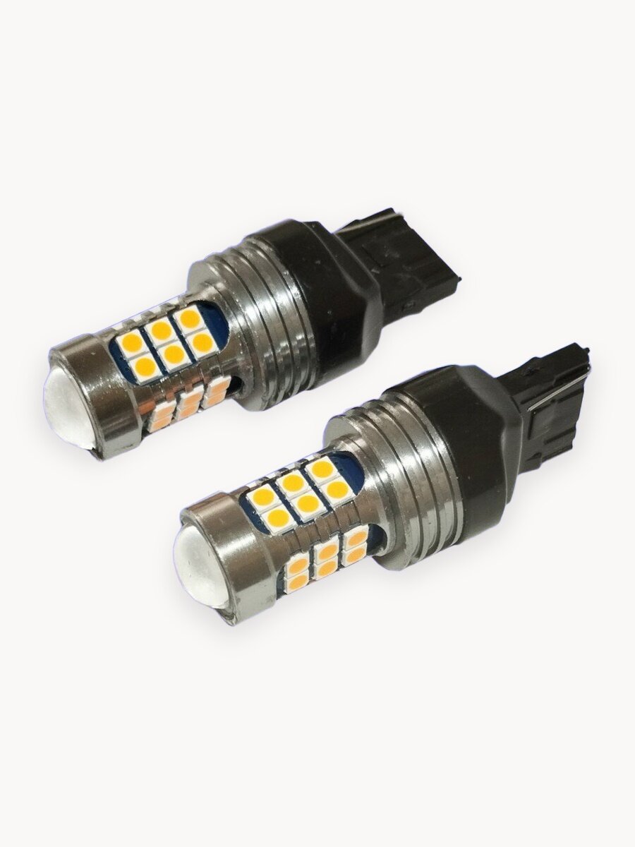 Светодиодные лампы с линзой LED T20 W21W 7440 1900K Желтый свет повторители поворота, в фонарь заднего хода авто 2 шт.