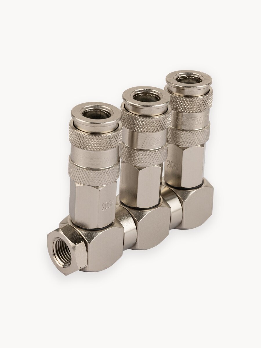 Разветвитель с вращающимися соединениями, с тремя быстросъемами мама и внутренней резьбой 1/4" Harrison HRS-SRT