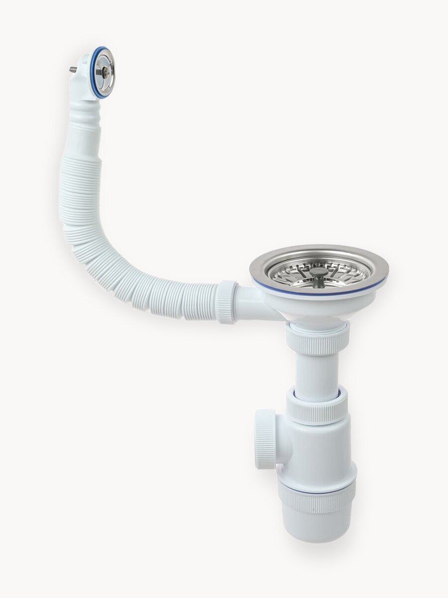 Сифон для кухонной мойки 3 1/2 Viprlast by Wirquin с круглым переливом, 90 мм, 36 л