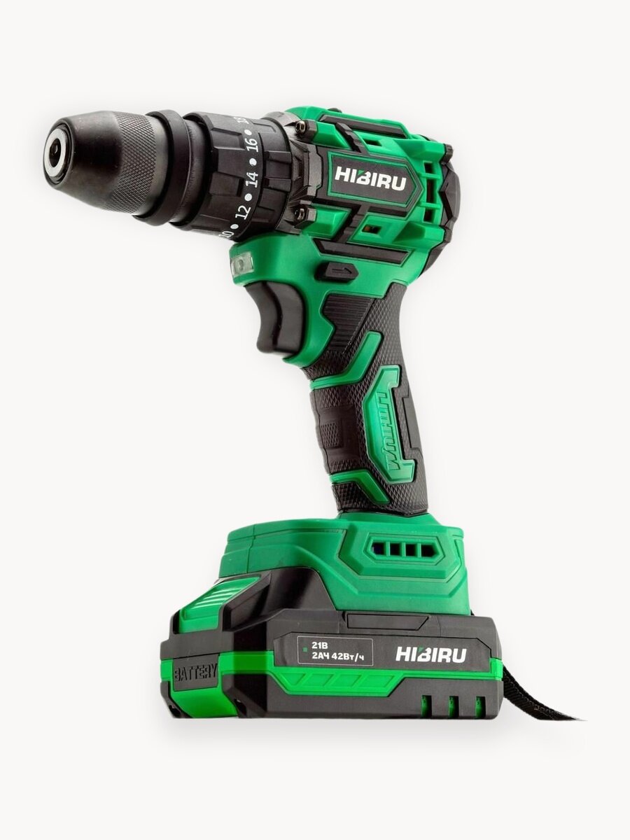 Бесщеточный аккумуляторный ударный шуруповерт 21В 60Нм 2АКБ 2Ач / HIBIRU SRW, блокировка шпинделя, металлический патрон