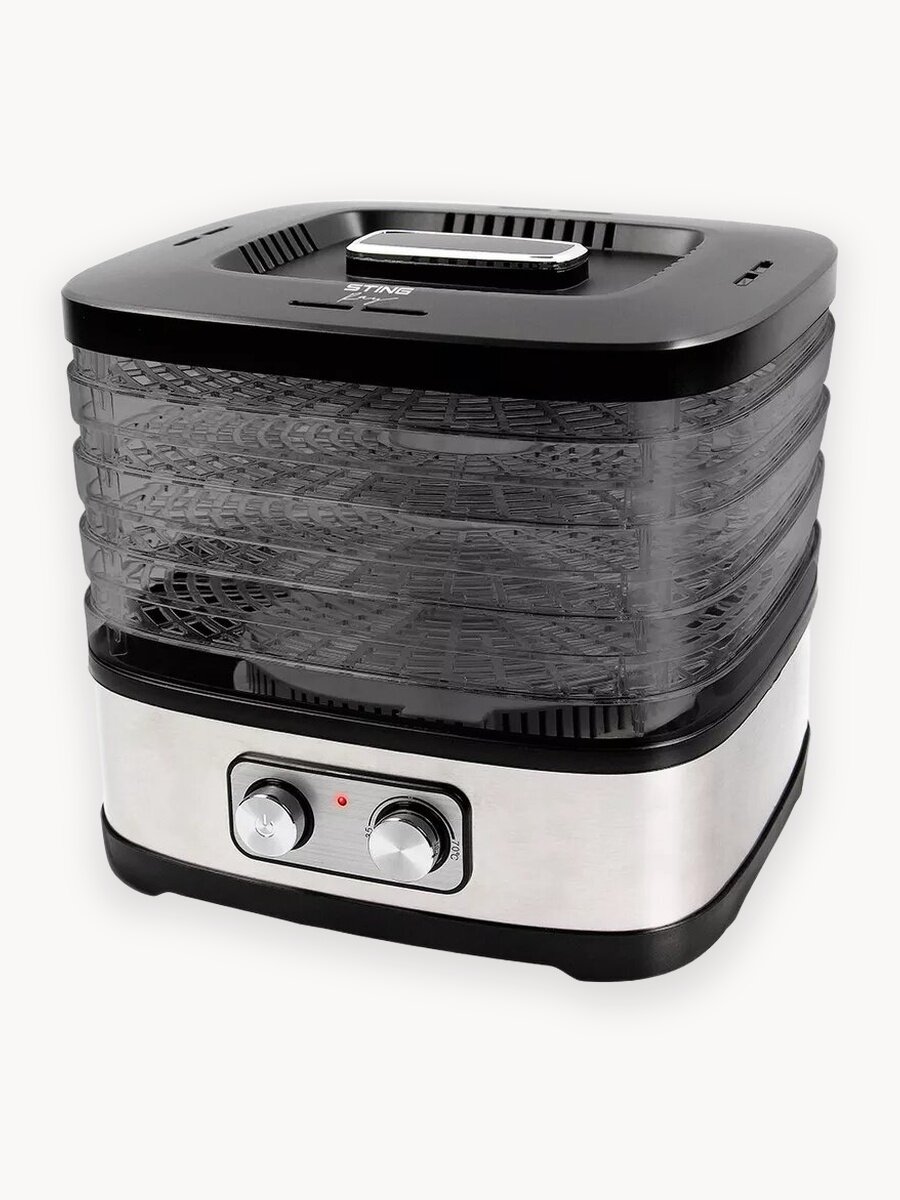 Электросушилка StingRay ST-FD720A, для овощей, 6 поддонов, черная, жемчуг