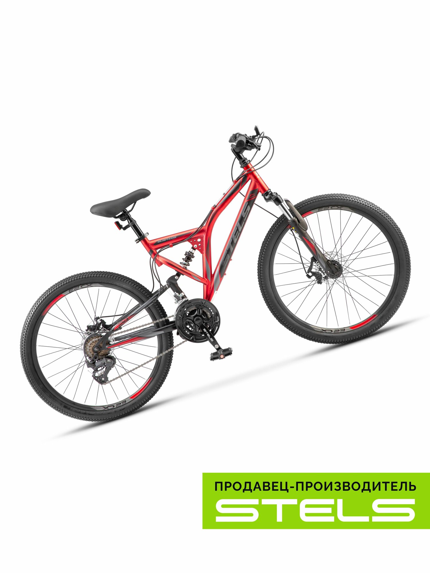 Подростковый велосипед Мустанг колёса 24MD рама 16" Красный/Черный