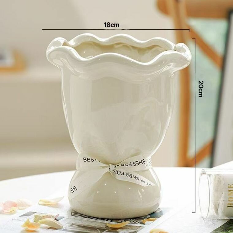 Французский кремовый стиль-керамическая ваза-украшение гостиной