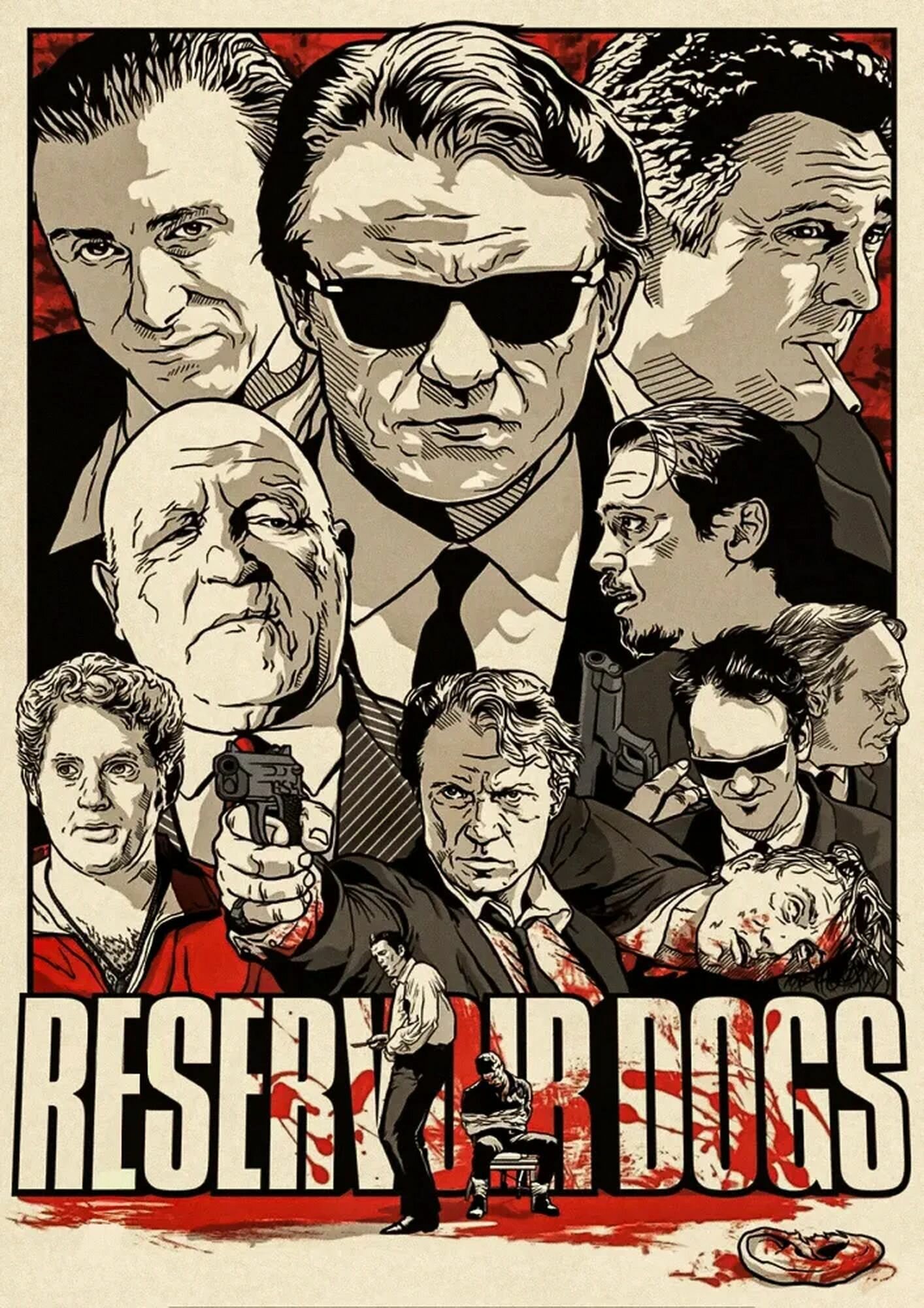 Плакат, постер Бешеные псы. Reservoir Dogs, 1992 на бумаге, размер 42х60см
