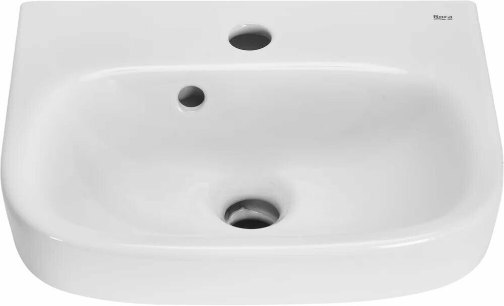 Раковина маленькая в туалет Roca Debba 40x32 мини, подвесная, белая, фарфоровая, полукруглая, 40 см