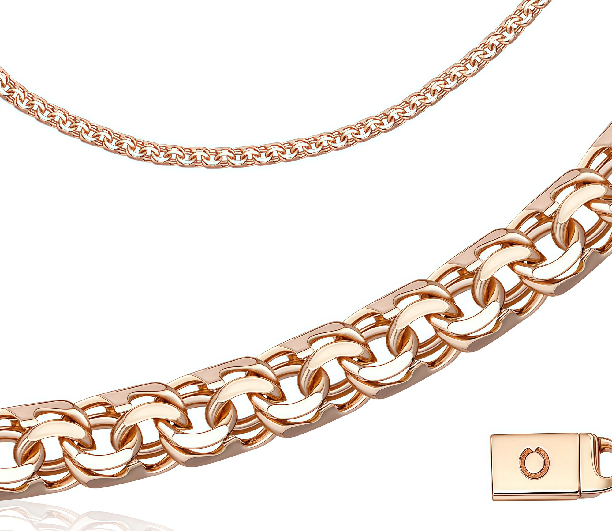 Браслет-цепочка, красное золото, 585 проба, гравировка