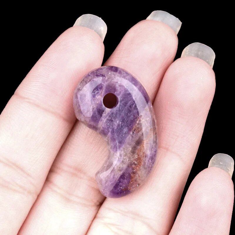 Магатама из агата Фиолетовый, 2pcs, Amethyst